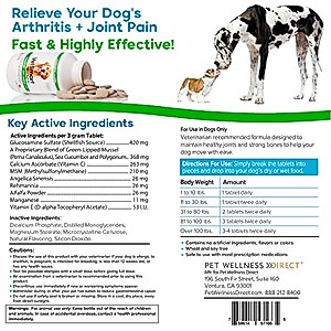 Joint Supplement for Dogs - Green Lipped Mussel, MSM + Glucosamine Formula - Helps to Restore Mobility, Relieve Arthritis & Hip Dysplasia Pain, Reduce Inflammation, No Artificial Flavors (Pack of 1)