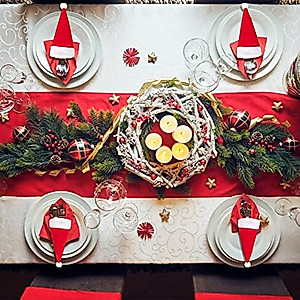 QIUFSSE 30 Pieces Christmas Santa Hat Silverware Holder for Party Christmas Table Decorations Sets Christmas Party Dinner Table Decorations Supplies Flatware Holders Decor