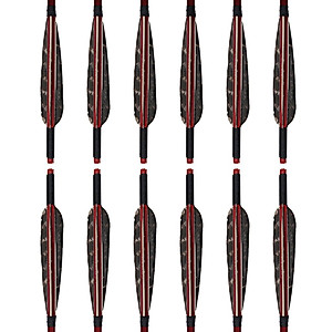 zzuus 34" Wooden Arrows 3 Eagle Feathers Fletching Traditional Target Arrows for Recurve Bow or Longbow Beginner Red Brown Polished Shaft Hunting Target Practice Arrow (6Pcs)