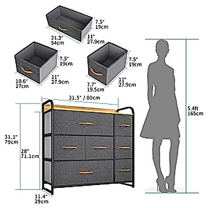 YITAHOME Dresser with 7 Drawers - Fabric Storage Tower, Organizer Unit for Bedroom, Living Room, Hallway, Closets & Nursery - Sturdy Steel Frame, Wooden Top & Easy Pull Fabric Bins