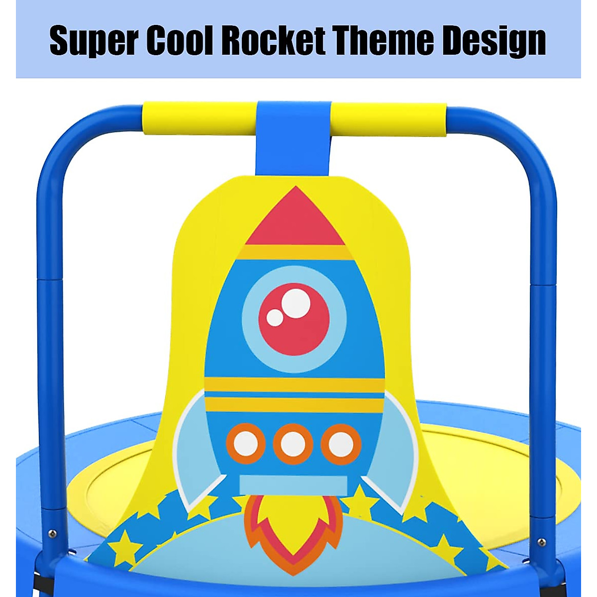 LANGXUN Rocket-Themed Mini Trampoline for Kids 6 Months to 4 Years - Indoor Trampoline Toys for Baby Boys' Birthdays