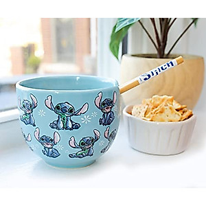 Disney Lilo & Stitch Japanese Ceramic Dinnerware Set | Includes 20-Ounce Ramen Noodle Bowl and Wooden Chopsticks
