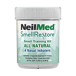NeilMed Smell Restore - All Natural Smell Training Kit with 4 Separate Essential Oil Inhalers. Eucalyptus, Rose, Lemon and Clove