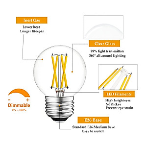Greeogin Dimmable E26 LED Edison Bulb, g16.5 led Candelabra Bulb 4W Equal to 40W Natural White 4000K,for Pendant Fixtures,Chandeliers,Vanity Bulbs 5 Pack