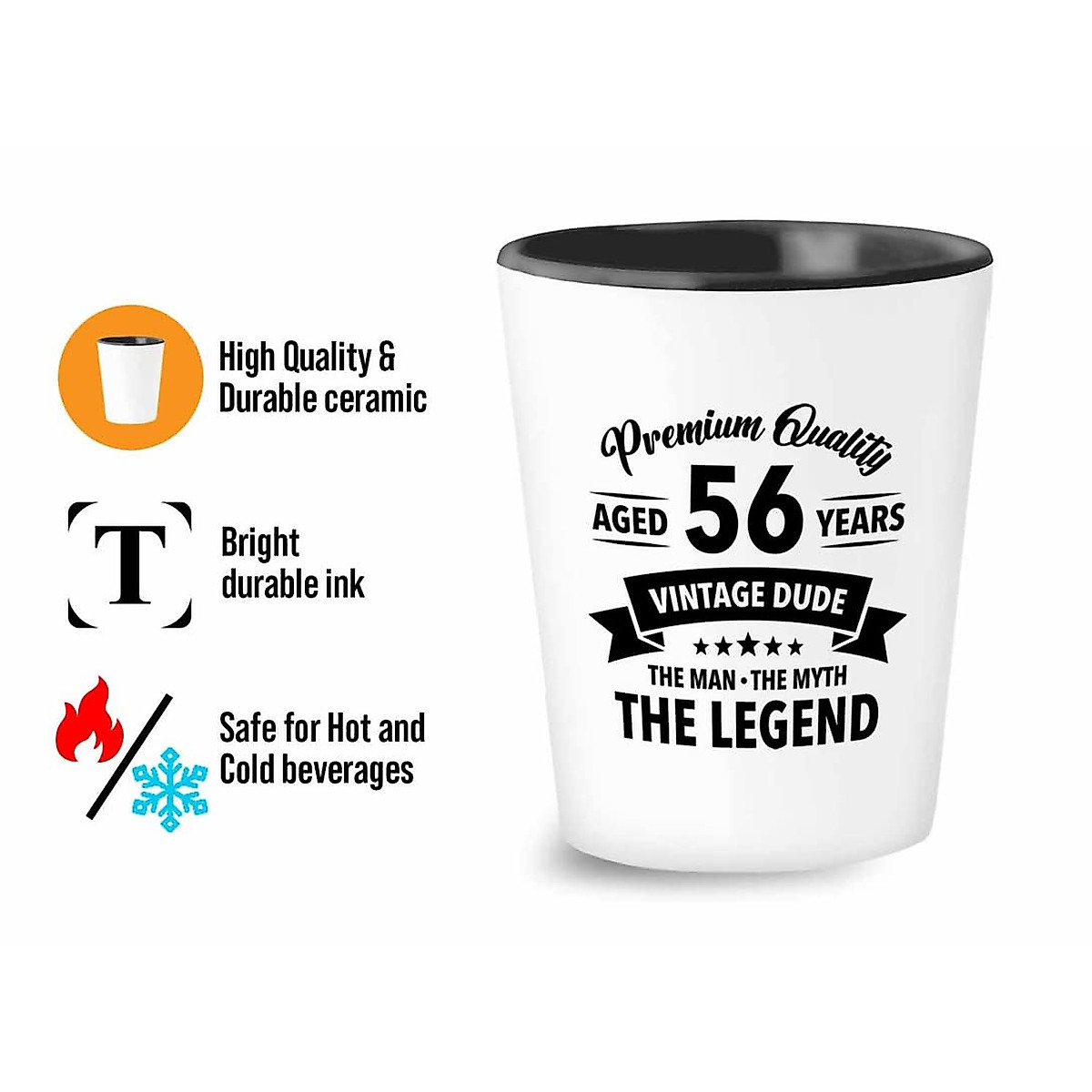 Bubble Hugs 56 Birthday Shot Glass 1.5oz - aged 56 years vintage dude - Turning 56 56th Birthday Born in 1967 Dirty Fifty Gifts Work Bestie