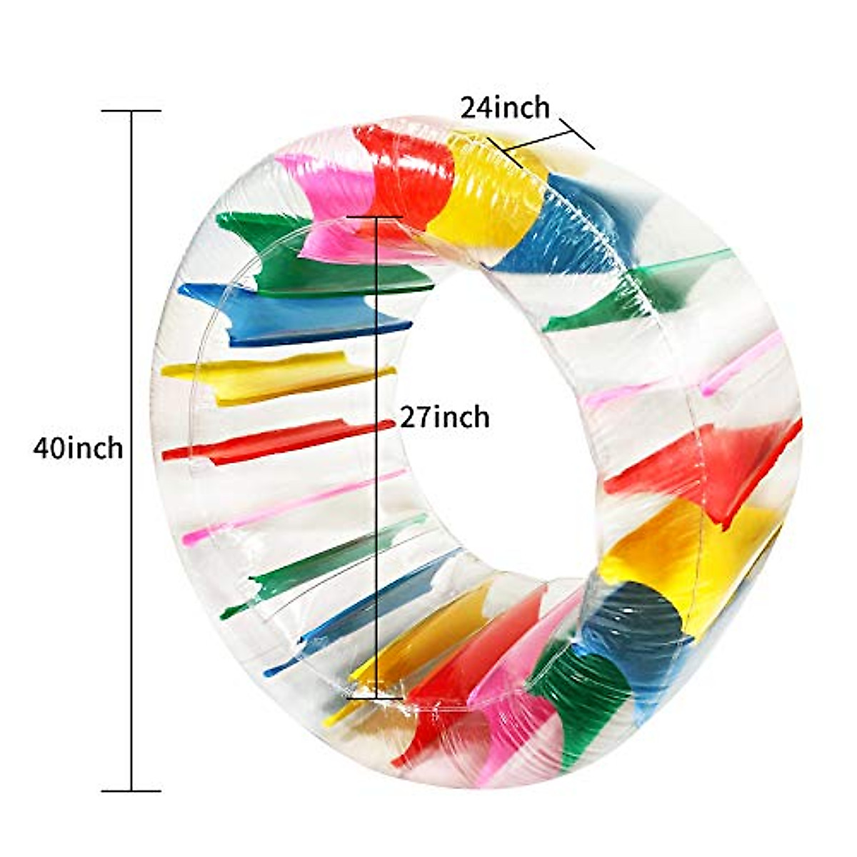 ALLADINBOX Inflatable Roller Float, 40" Colorful Water Wheel, Swimming Pool Rainbow Roller Toy for Kids and Adults Outdoors, Recommended Age 3 Years+