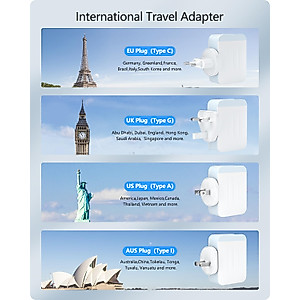 LENCENT 45W Multiple USB Wall Charger, International Cell Phone Charger with 2 PD Type-C+2 USB, Fast Charger Block for All iPad iPhone 15 14 13 12 Pro Max Pixel Note Galaxy, USA/UK/EU/AUS