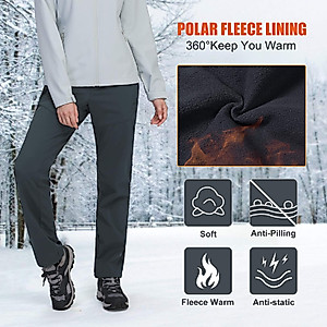 CAMELSPORTS Women’s Fleece Lined Hiking Pants Waterproof Warm Softshell Pants Windproof Snow Ski Cargo Pants for Outdoor