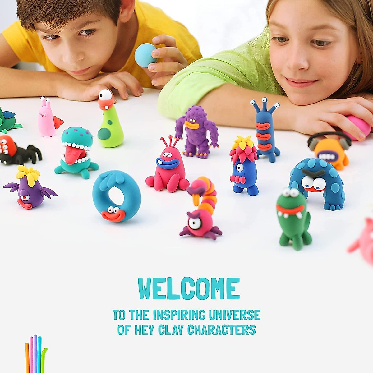 HEY CLAY Monsters - Colorful Kids Modeling Air-Dry Clay, 18 Cans with Fun Interactive App
