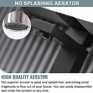 Black Bathroom Faucet, Bathroom Faucets, Bathroom Sink Faucets, Single Hole Bathroom Faucet, Matte Black Single Handle Bathroom Faucet with Pop Up Drain and Supply Lines, BF011B