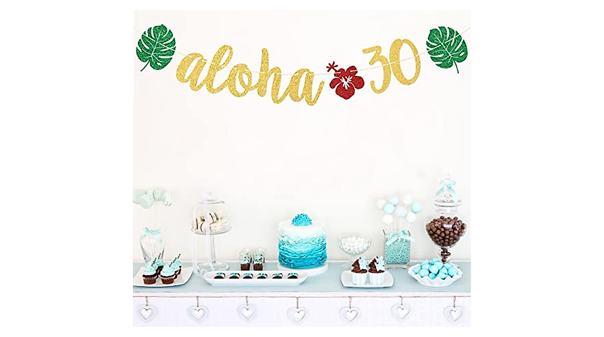 Aloha 30 Banner - Tropical 30th Birthday Decor