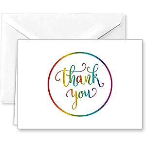 Paper Frenzy Rainbow Thank You Note Cards and Envelopes - 25 pack
