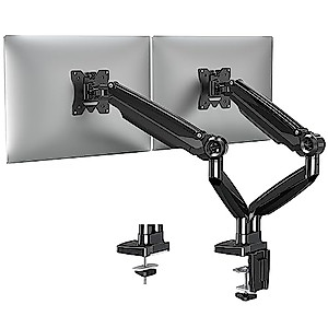 MOUNTUP Ultrawide Dual Monitor Arm for Max 35 Inch Screen, Support 4.4-30.9 lbs Heavy Duty Monitor Desk Mount, Gas Spring Computer Monitor Stand Holder, VESA Bracket with Clamp/Grommet Base, Black