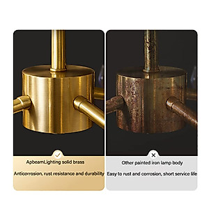 APBEAM Brass Sputnik Chandelier Gold Pendant Light Crystal Ceiling Hanging Light Fixture 15 Light W39.5” x H17.7”