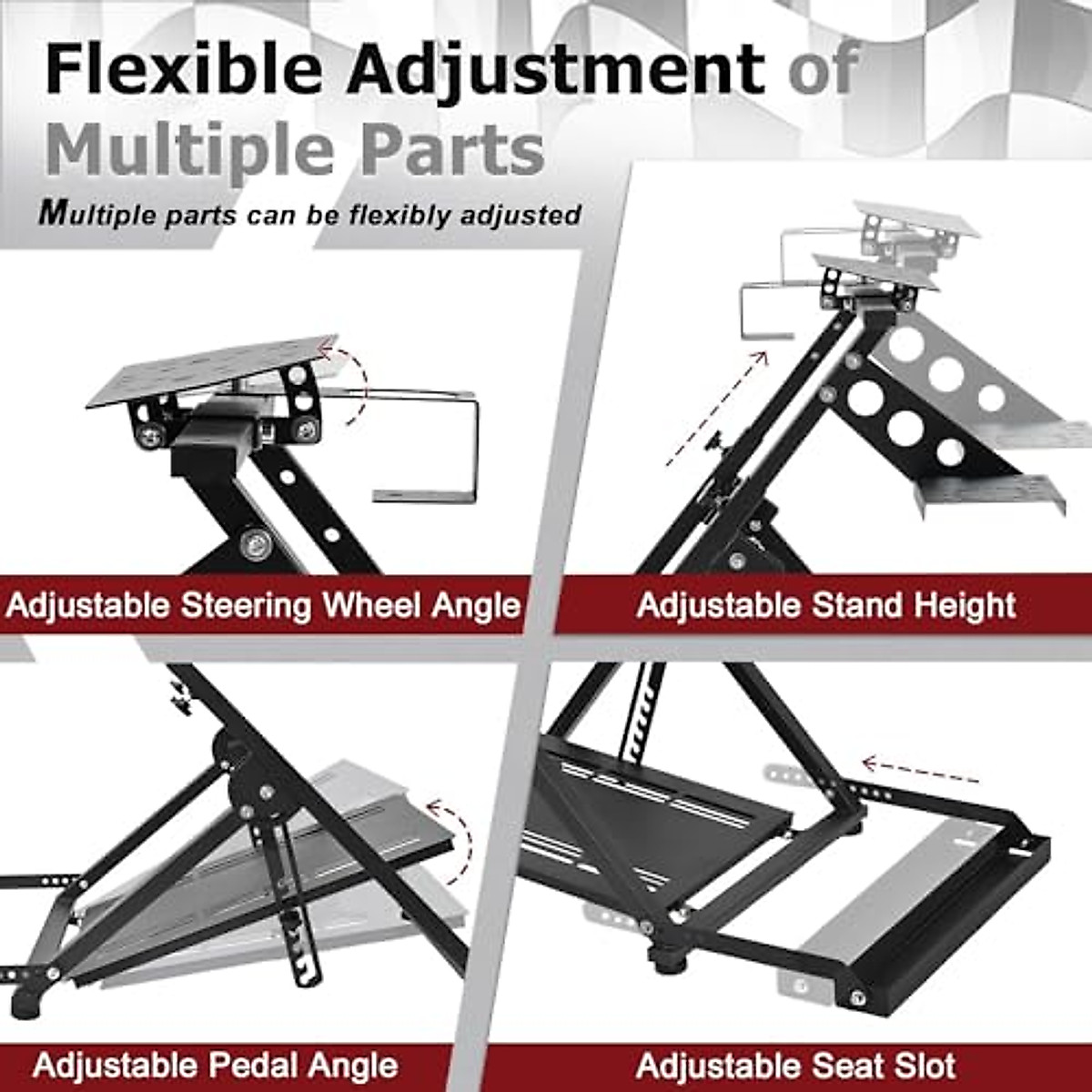 Marada G920 Steering Wheel Stand with Seat Slot Cup Holder Fit for Logitech Thrustmaster Moza G923 G27 G29 G920 T248 T300RS R5 Adjustable Foldable Racing Stand, without Wheel Pedal Handbrake