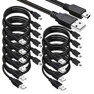 SAITECH IT 10 Pack 3 Ft USB 2.0 A to Mini 5 pin B Cable for External HDDS/Camera/Card Readers/ MP3 Player -Black
