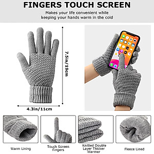 4 Sets Winter Hats and Gloves Set for Women Warm Knitted Beanie Hats with Brim Touchscreen Gloves Snow Ski Cap with Visor