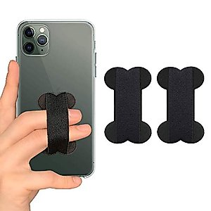 REINVENT EGO-Finger Strap Phone Holder - Cell Phone Grip Holds Device with just a Finger - Ultra Thin Anti-Slip Universal Cell Phone Grips Band Holder for Back of Phone - 2Pack(Black)