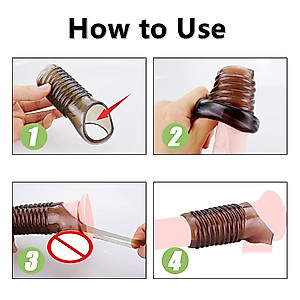 Cock Rings for Men, Reusable Penis Enlarge Sleeves Girth, Delay Ejaculation Stronger Erection Enhancement Sex Toys Silicone Penis Rings for Men - 2pcs - Transparent Black