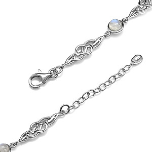 Silvershake Natural Moonstone 925 Sterling Silver Celtic Knot 7 to 8.5 Inch Adjustable Bracelet