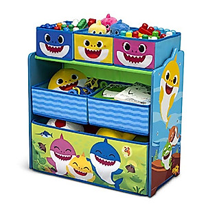 Delta Children Chair Desk with Storage Bin + Design and Store 6 Bin Toy Storage Organizer, Baby Shark (Bundle)