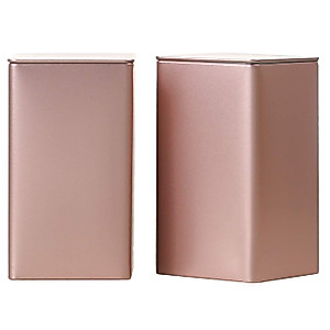 Tianhui Colorful Square Tin Can Empty Cube Steel Box Storage Container for Treats, Gifts, Favors, Loose Tea, Coffee and Crafts, Mini Portable Small Storage Kit (Rose Gold, 2-Large)