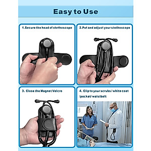 CaseLeather Stethoscope Holder, Genuine Top-Grain Leather | Strong & Durable | Magnetic Closure - Easy Access | for Doctors, Nurses, Adult (Black)