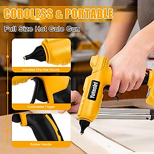 Yutesiri Cordless Hot Glue Gun for Dewalt 20V Max Battery, Handheld Electric Power Glue Gun Full Size for Arts & Crafts & DIY with 20PCS 0.43" Glue Sticks (Battery Not Included)