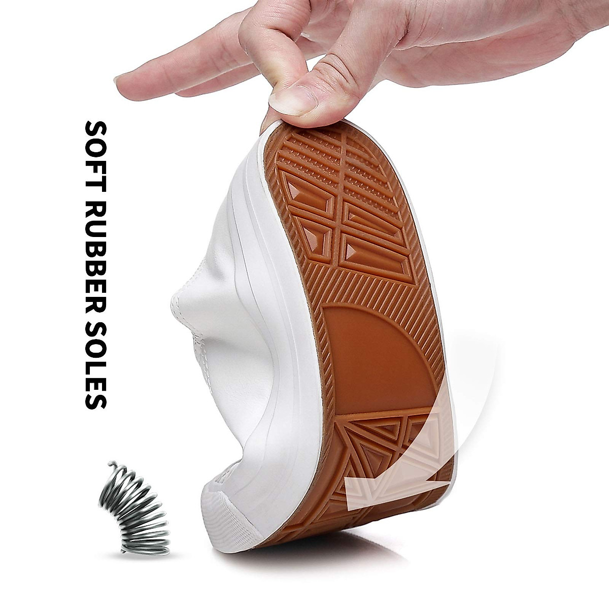 Waluzs Women's White PU Leather Sneakers Low Top Tennis Shoes Lace up Casual Sneakers Walking Shoes, US11