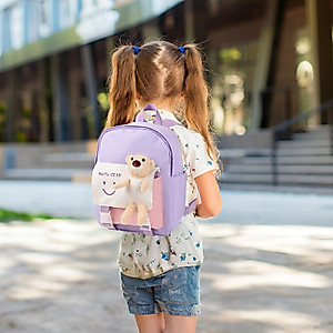 LMDO Kindergartens, Cute Mini of Preschool Kids Backpack With Detachable Animal Of Bunny And Bear For Girls