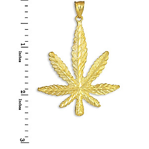 Good Luck Charms Solid 10k Yellow Gold High Polish 420 Pot Ganja Weed Cannabis Charm Marijuana Leaf Pendant