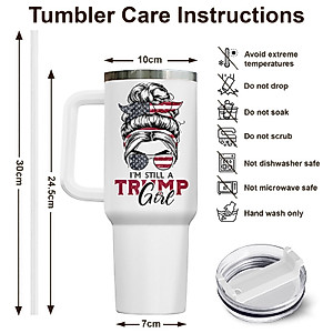 GEPOSTORE American Girls Tumbler 40oz with Handle, Nutrition Facts Girl Tumbler Cup, Patriots Gift for Girls, Birthday Gifts for Teen Girls