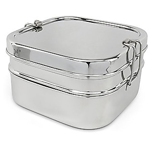 Lifestyle Block Stainless Steel Double Stack Cube 2 Compartment Lunch Box - X-Large