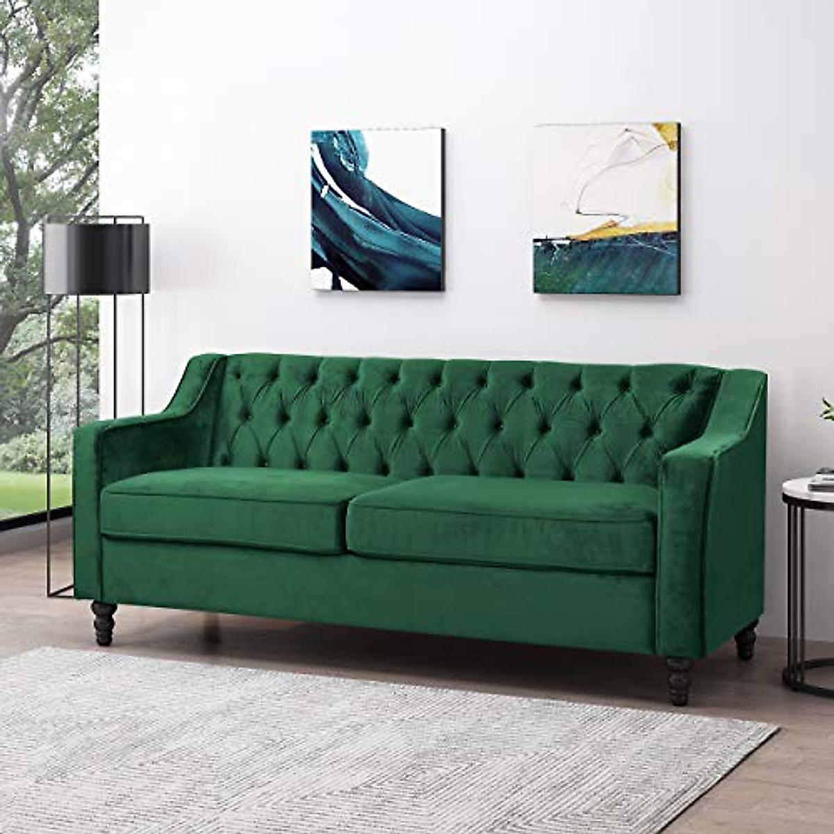 Christopher Knight Home Knouff Sofas, Emerald + Dark Brown