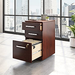 OfficeWorks by Sauder Affirm 3 Drawer Mobile File, L: 15.55" x W: 19.45" x H: 28.43", Classic Cherry Finish