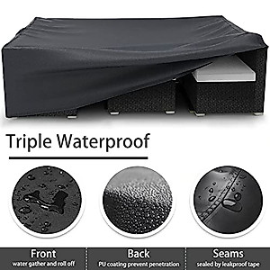 SUNCROWN 7-Piece Outdoor Sectional Sofa Couch - PE Rattan Wicker Modular Patio Furniture Conversation Set with Glass Coffee Table and Furniture Cover - Beige