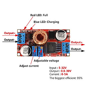 6PCS XL4015 E1 Lithium Battery Charger Module Board 5A DC to DC CC CV Step Down Charging Board Module Led Power Converter Charger Step Down Module Buck Converter Board