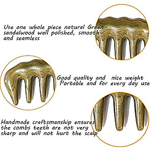 Sitronugras Wood Large Wide Tooth Hair Comb For Thick Curly Hair Head Scalp Massage No Static Green Sandalwood Hair Pick Wooden Comb for Men and Women with free storage pouch