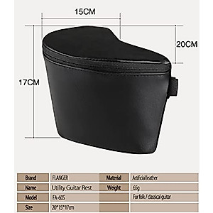 Flatsons Guitar Cushion Guitar Bass Cushion PU Leather Cover Support for Classical Acoustic Electric Guitar Players Guitarist Musical Instruments Accessories Tool (FA-60S Black)