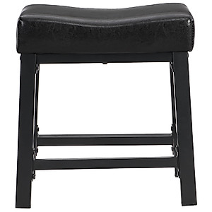 eHemco Heavy-Duty Padded Faux Leather Saddle Seat Kitchen Counter Height Barstools, 18.9 Inches, Black