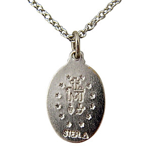 Catholic Patron Saint Pendants Gold and Sterling Silver Two-Toned Oval Miraculous Medal Pendant, 5/8 Inch