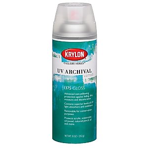 Krylon K01375000 Gallery Series UV Archival Varnish Aerosol Spray, Gloss, 11 Ounce
