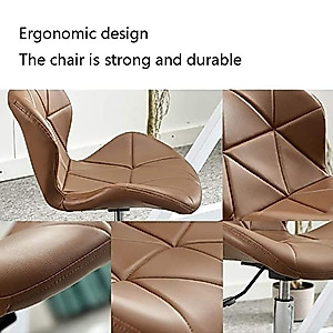 XOUVY Adjustable Home Chairs Swivel PU Leather Dining Desk Chair Chrome Nylon Legs Computer Chair (Color : Black)