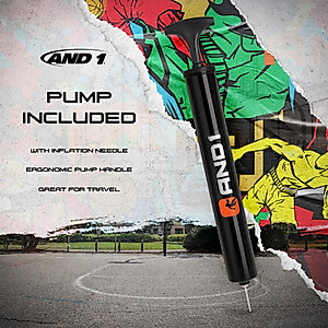 AND1 Fantom Rubber Basketball & Pump (Graffiti Series)- Official Size 7 (29.5”) Streetball, Made for Indoor and Outdoor Basketball Games (Red)