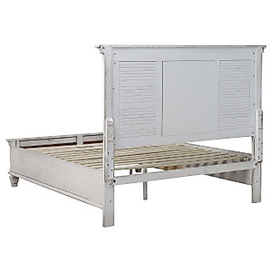 Coaster Home Furnishings Franco Farmhouse Wood California King Size Storage Panel Bed Frame Platform Bed 57-inch Headboard Distressed White 205330KW