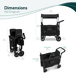 WONDERFOLD W2 Original + Stroller Wagon (2 Seater) - Collapsible Wagon Stroller with Seats with 5-Point Harnesses, Easy-Access Door, and Adjustable Sun Canopy, Black