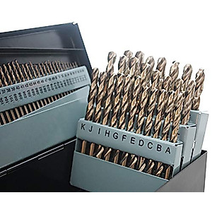 Accusize Industrial Tools M35-H.S.S. Plus 5% Cobalt 115 Pc Professional Drill Bit Set, 135 Deg Split Point, 3-in-1, 1/16-1/2'', Number 1 to 60, A to Z