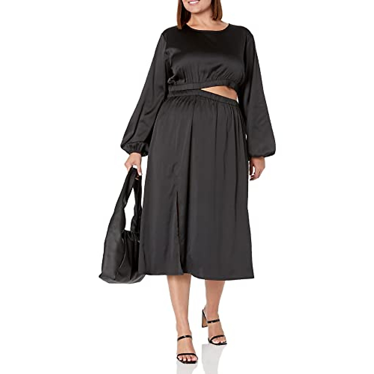 The Drop Women's Jacob Long Sleeve Cut Out Midi Dress, Black, XXL, Plus Size