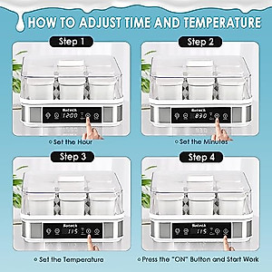 Suteck Yogurt Maker, Greek Yogurt Maker with Temperature Control & Timer, Automatic Digital Yogurt Makers with 9 Glass Jars, 2 Spoons & Recipe, Perfect for Home Organic Yogurt, Cheese/Natto Maker.