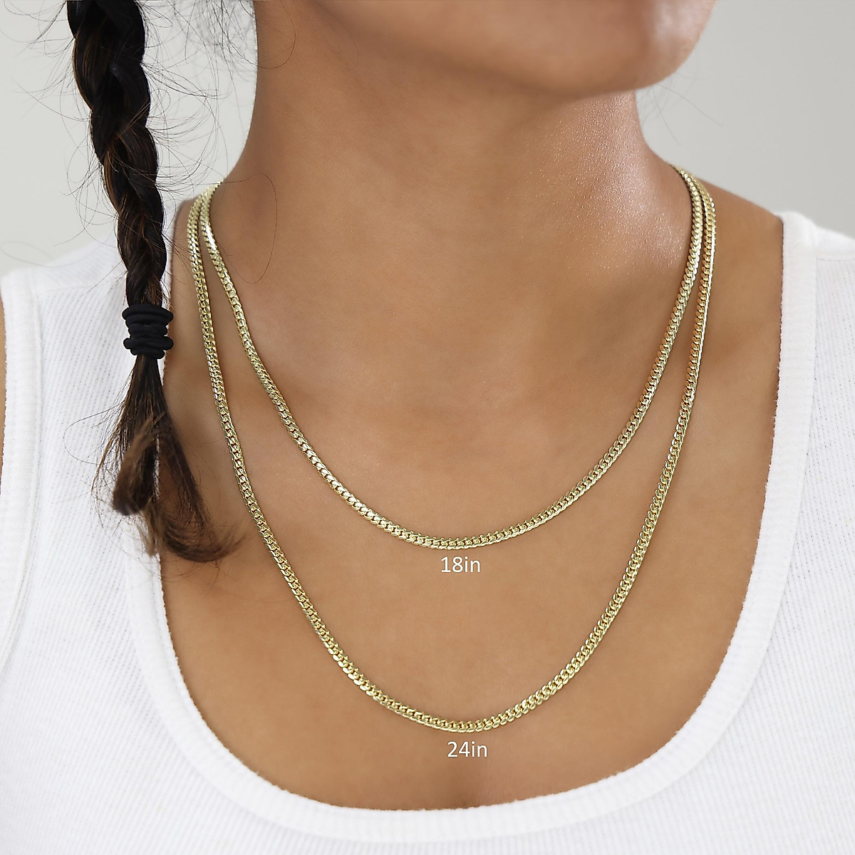 Nuragold 14k Yellow Gold 3.5mm Solid Miami Cuban Link Chain Pendant Necklace, Mens Womens Jewelry 16" 18" 20" 22" 24" 26" 28" 30"